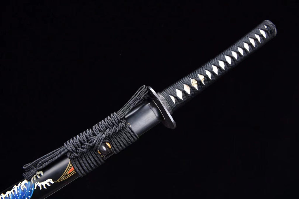 T10 Steel Clay Tempered With Hamon Bule Wave Katana Katana Sword,Real ...