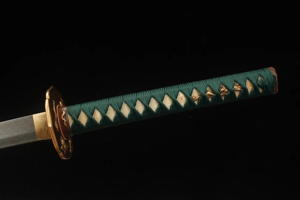 Damascus Steel Sword Green Dragon Katana Sword,Real Handmade Japanese ...