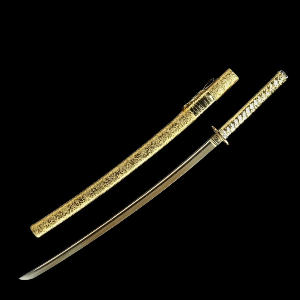 Golden Blade Dragon Katana Sword Real Handmade Japanese Samurai Sword ...