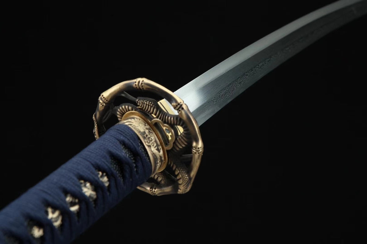 Damascus Steel Supreme Green Python Katana Sword,Real Handmade Japanes ...