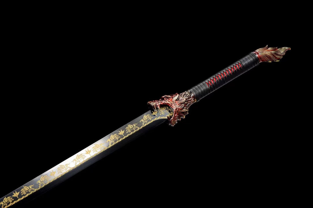 Red Blood Wolf Sword,Tang-Horizontal Knife,Real Tang Sword,Handmade Ch ...