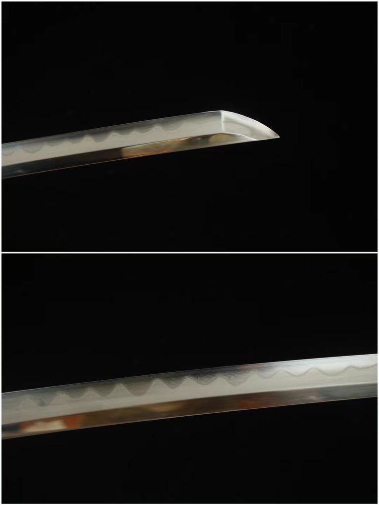 Folding Pattern Steel Clay Tempered With Hamon Wild Wolf Katana Sword ...