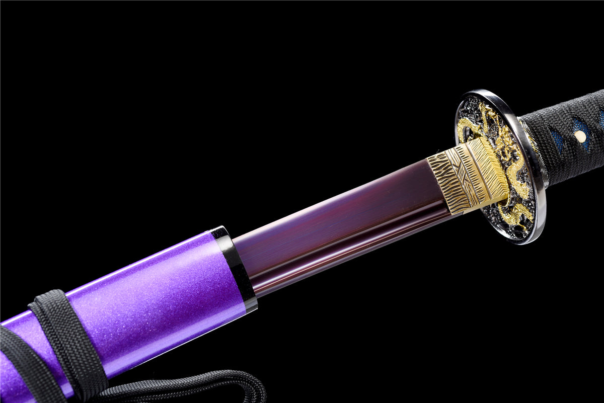 Handmade Katana Sword-Purple Glory Real Japanese Samurai Sword High-ca ...