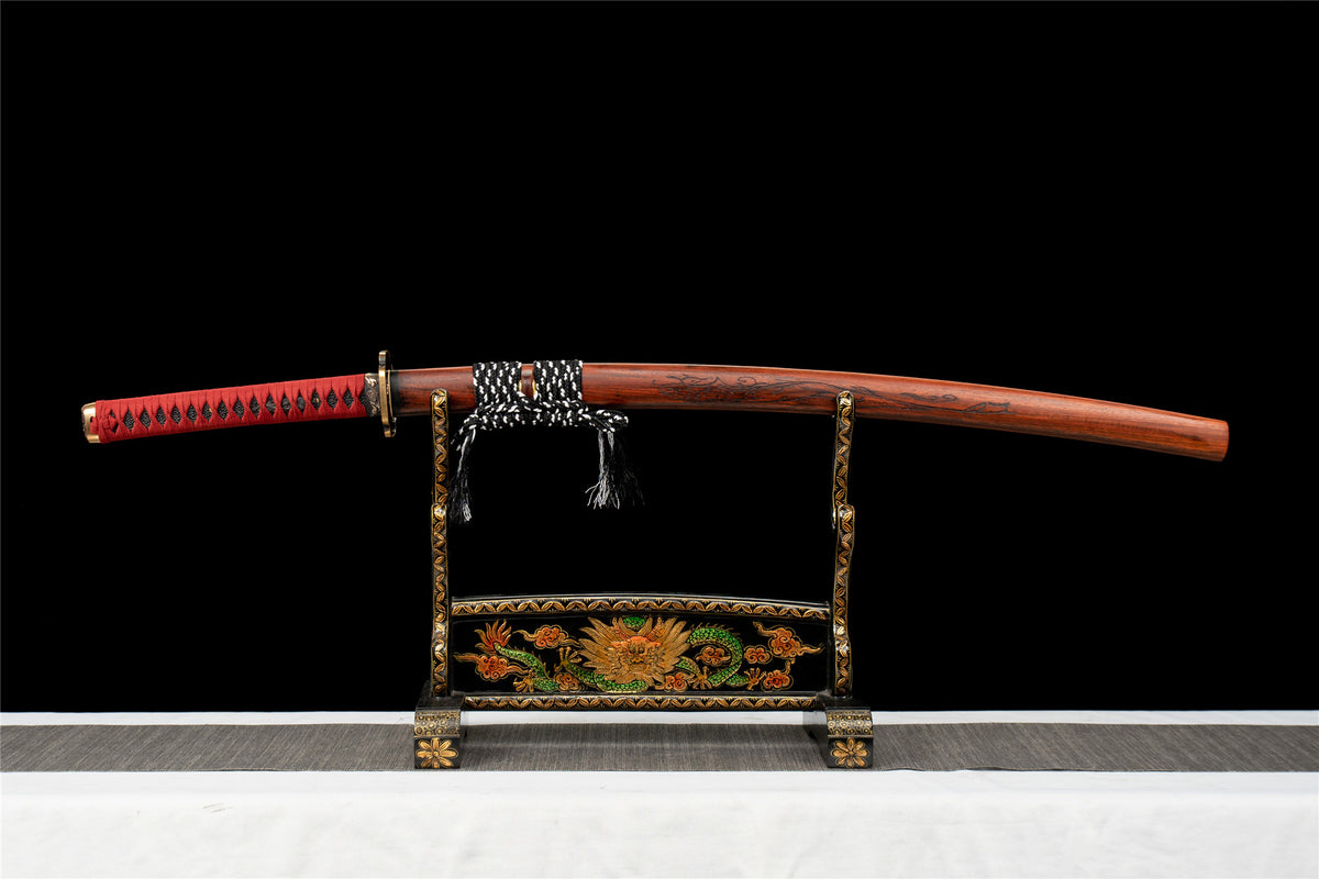 High Manganese Steel Handmade Rosewood Sheath Katana Sword Real Japane ...