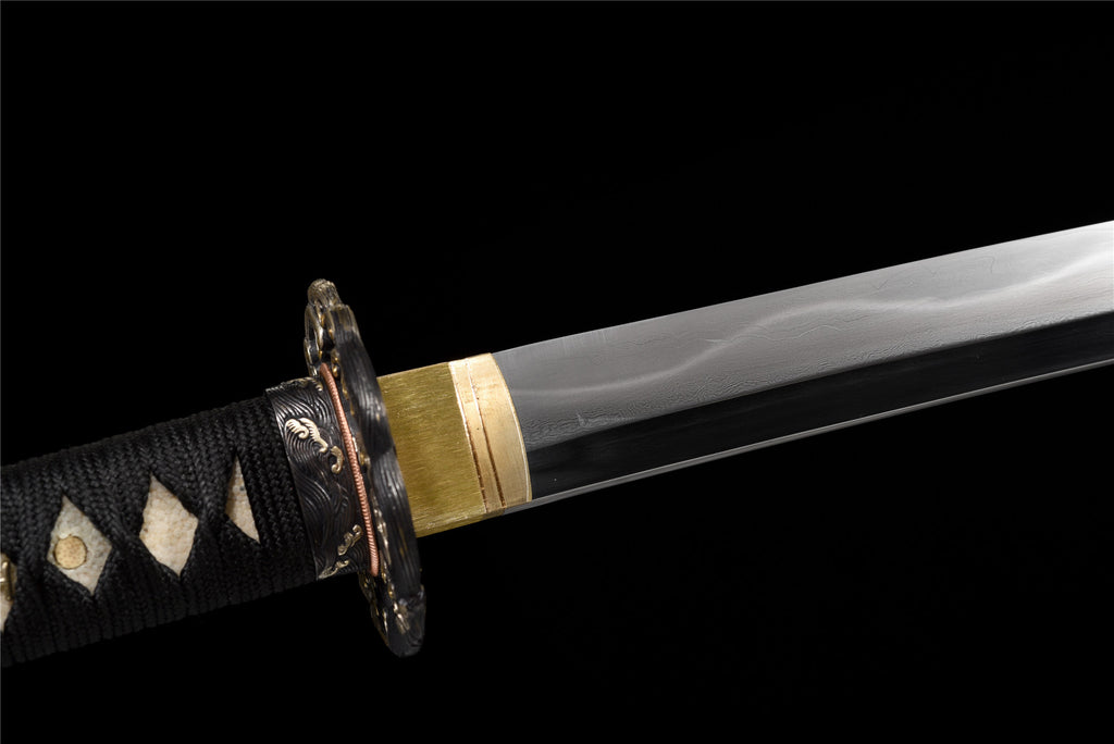 Sanmai Blade Sword Handmade Golden Wave Katana Sword Real Japanese Sam ...