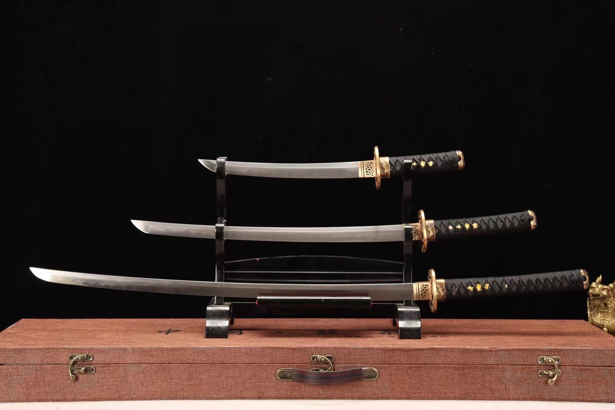 Rosewood Katana Set, Katana, Wakizashi, and Tanto Sword,Japanese Samur ...