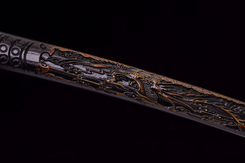 Dragon phoenix samurai sword,Katana,High-performance spring steel,Soli ...