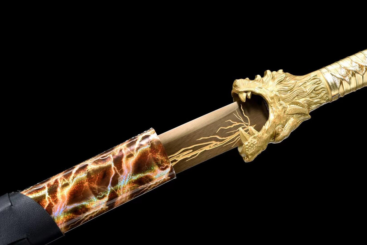 Golden Flame Wolf Sword,Handicrafts,Chinese Saber,Real Sword,Handmade ...