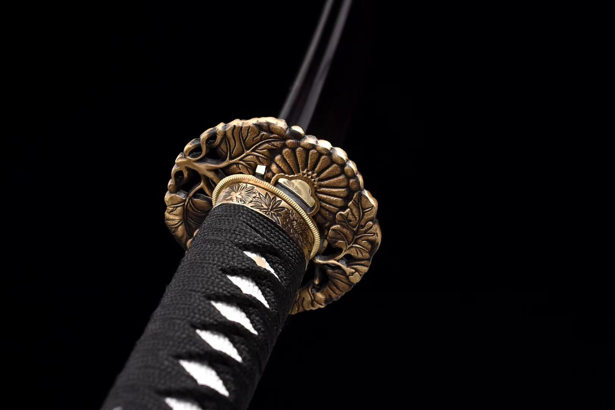 Waning Moon Katana,Janpanese Samurai sword,Hundred steelmaking pattern ...