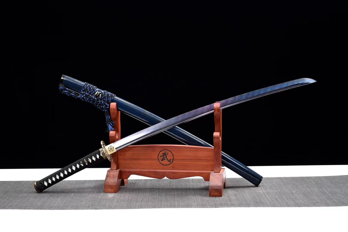 Waning Moon Katana,Janpanese Samurai sword,Hundred steelmaking pattern ...
