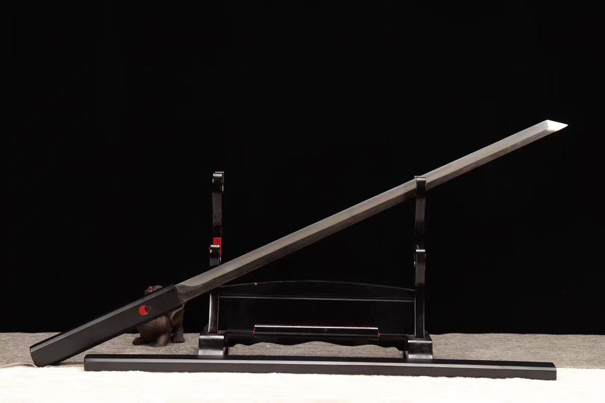 Six-sided black stick sword,Kusanagi sword,High manganese steel,Rosewo ...