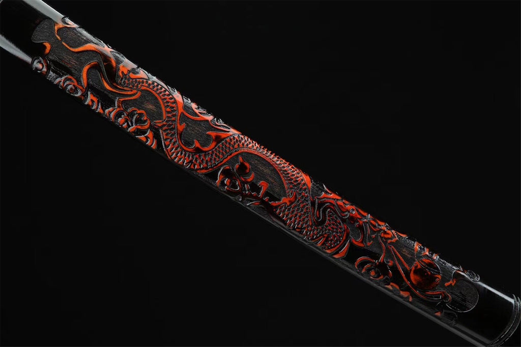 Damascus Steel, Carved Dragon Japanese Katana,Handmade Samurai sword,R ...