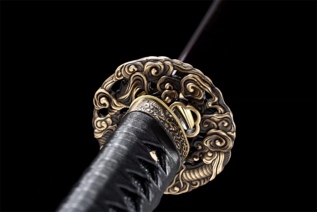 Handmade Katana Sword Sea Dragon Tsuba Real Japanese Samurai Sword Dam ...